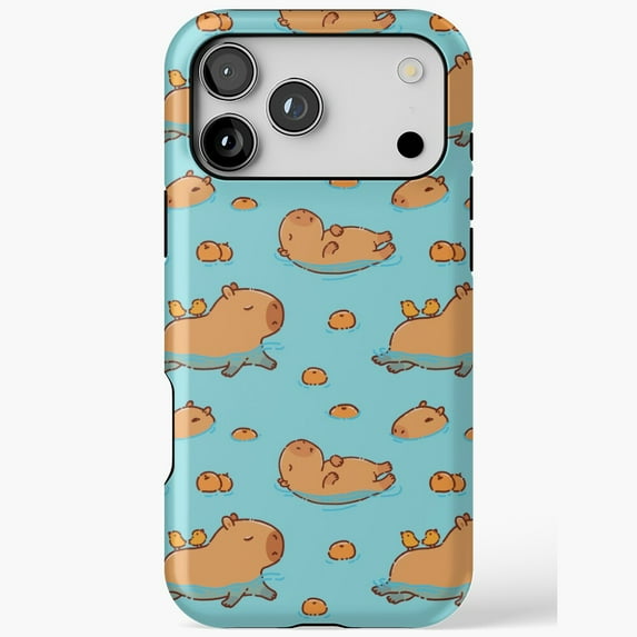Capybara Pattern Swimming With Orange iPhone Case 17 11 12 13 14 15 16 ...