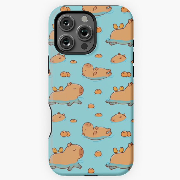 Capybara Pattern Swimming With Oranges iPhone Case 17 11 12 13 14 15 16 ...
