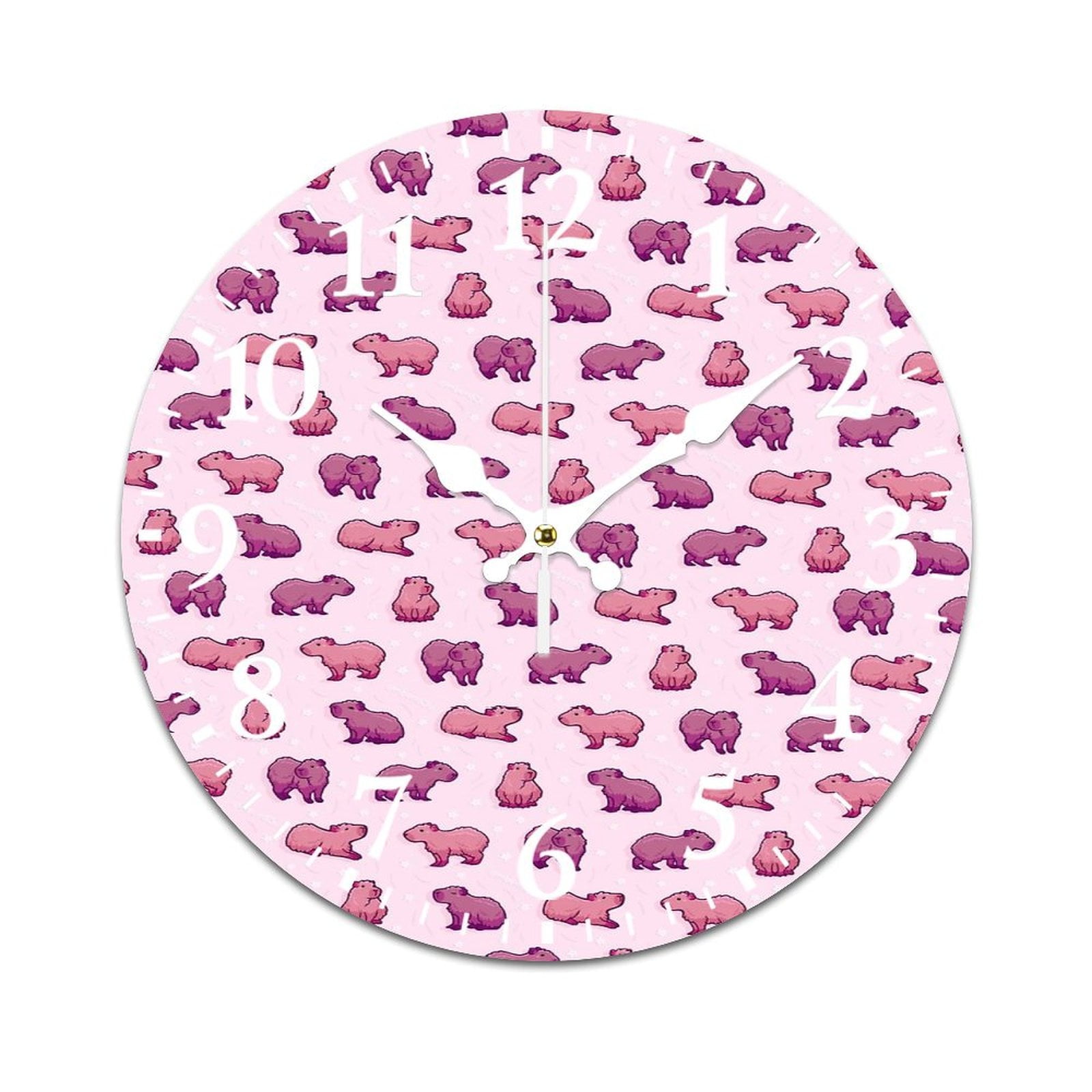 Capybara Pink Wall Clock Modern Design Clocks Wall Hanging Home Office ...