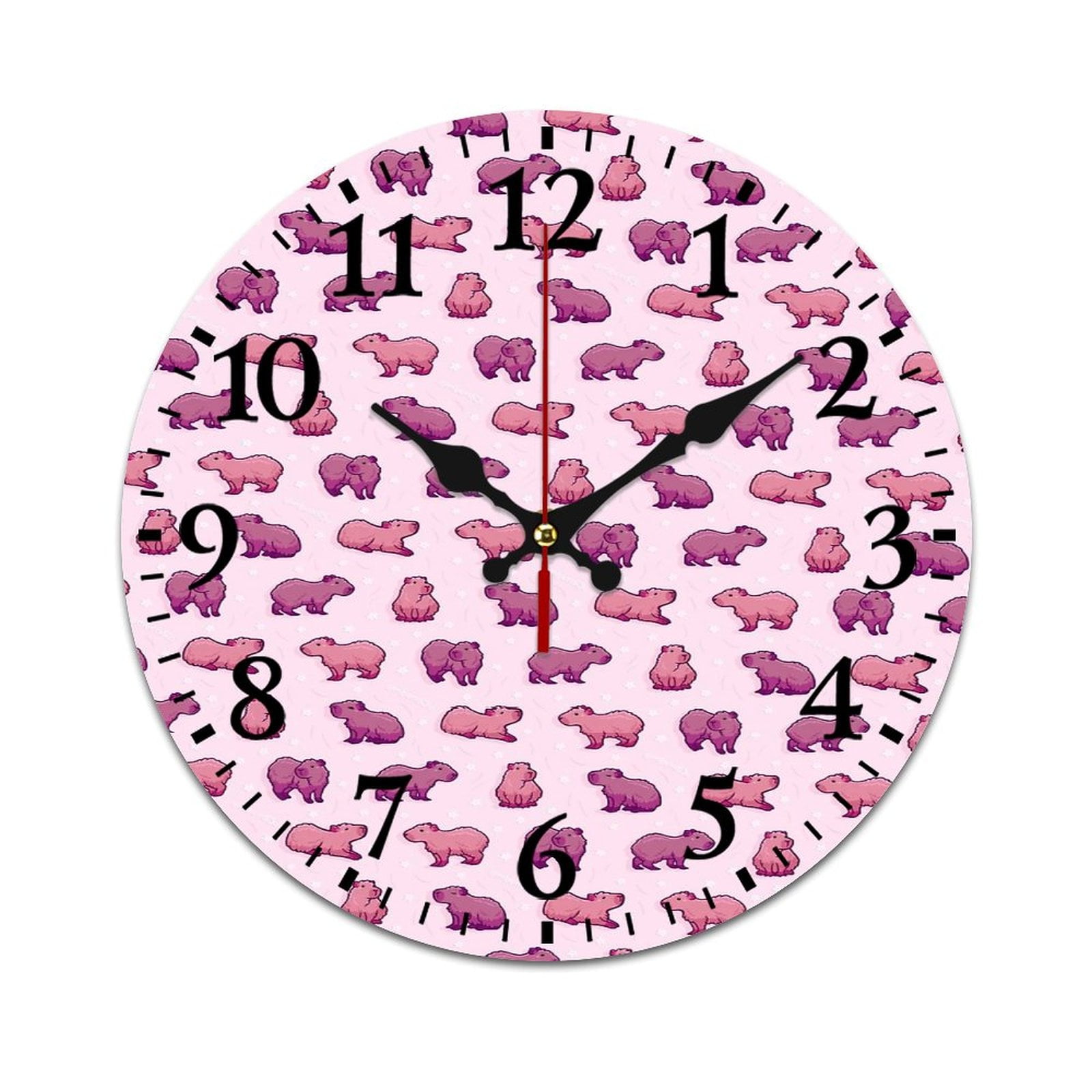 Capybara Pink Wall Clock Modern Design Clocks Wall Hanging Home Office ...
