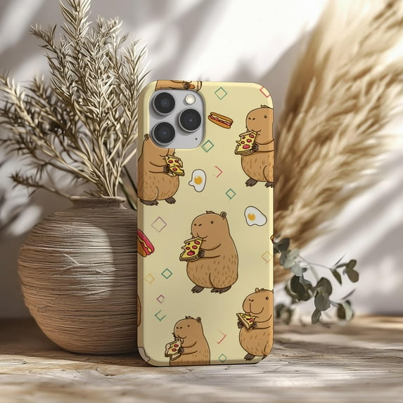 Capybara Pizza Lover Kawaii Art Phone Case 17 16 15 14 13 12 11 Pro Max ...