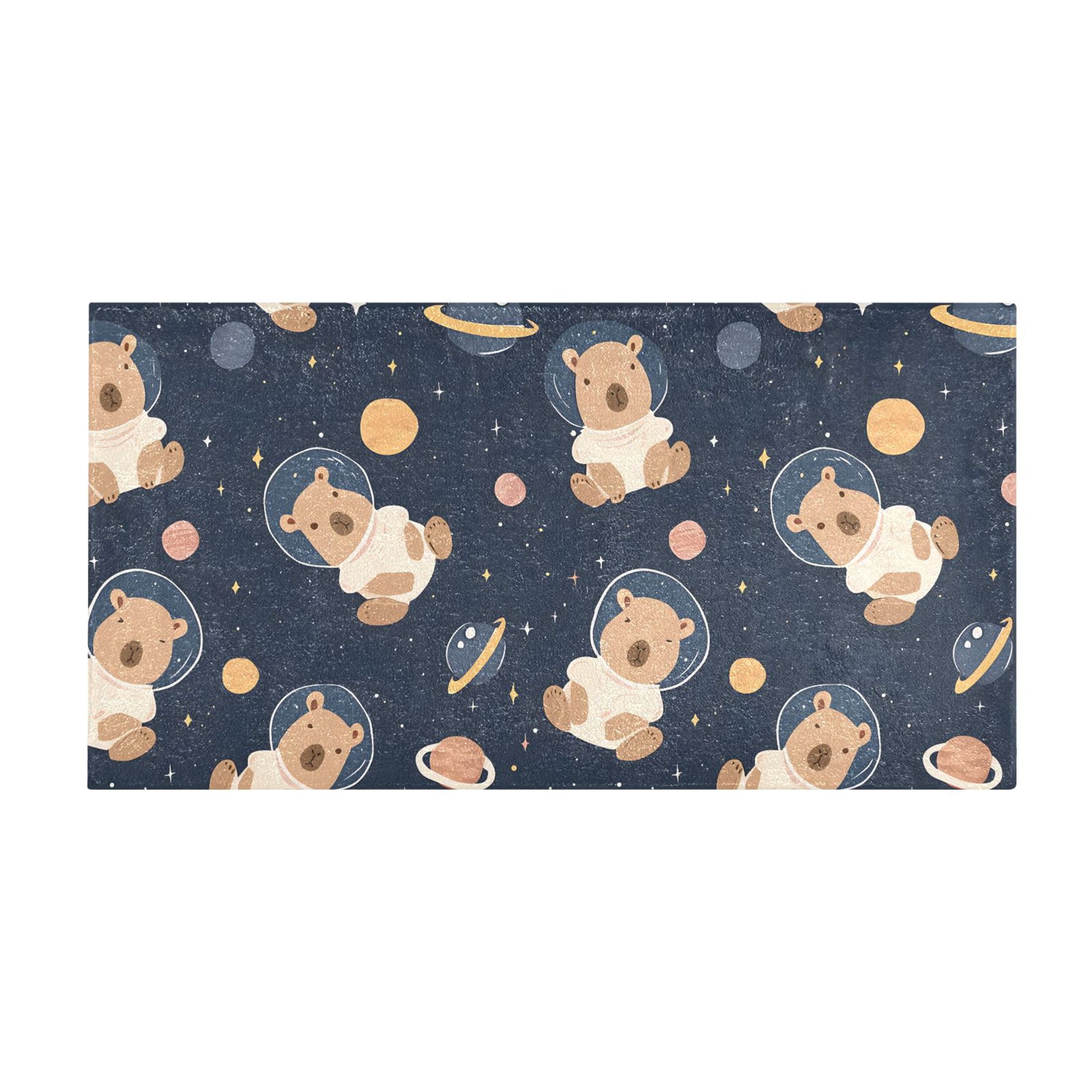 Capybara Planet Star Pattern Bath Mat 39x20 Inch Soft Absorbent Non ...