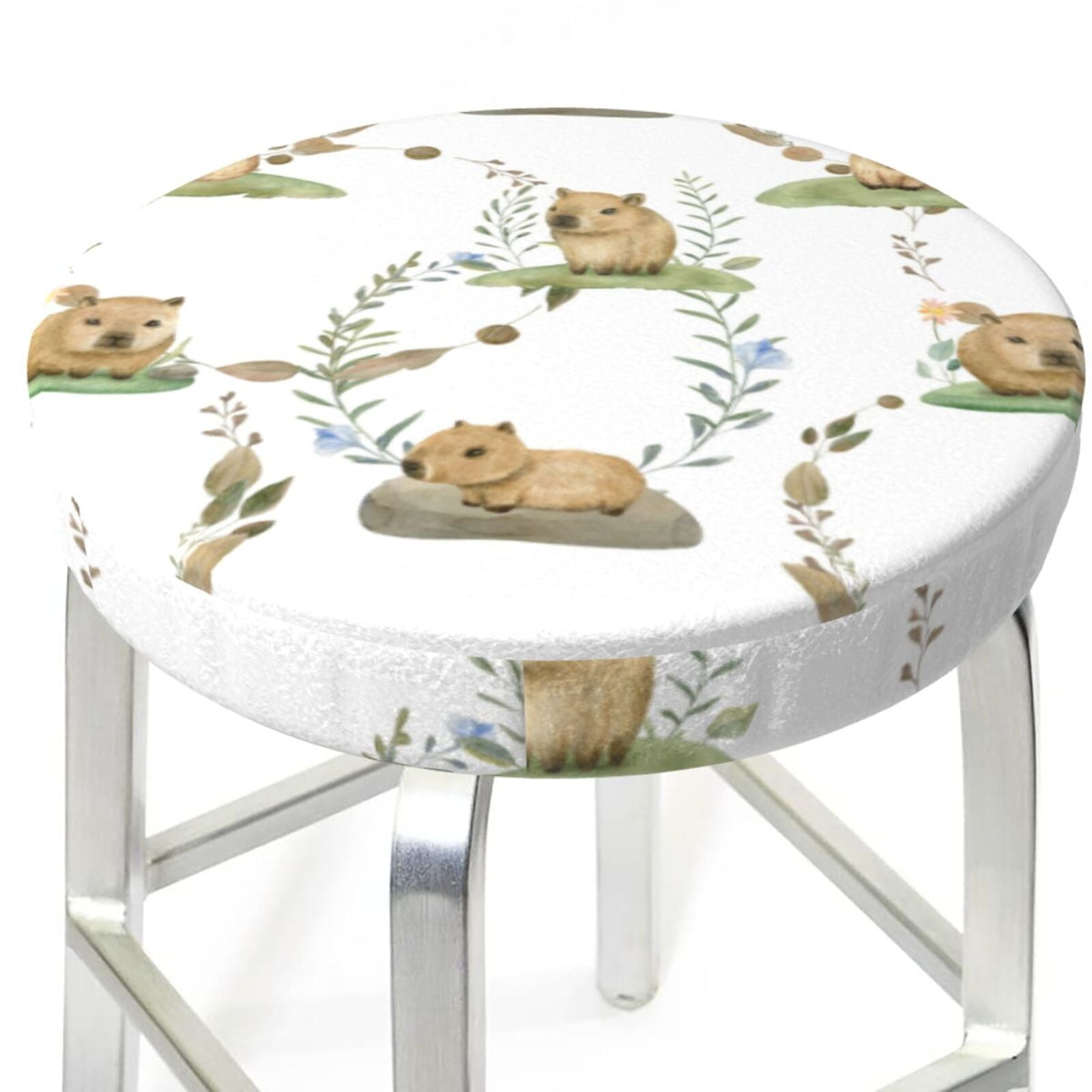 Capybara Plant Round Bar Stool Covers, Soft Velvet Bar Stool Seat ...