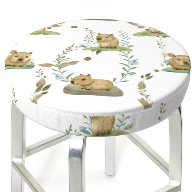 Capybara Plant Round Bar Stool Covers, Soft Velvet Bar Stool Seat ...