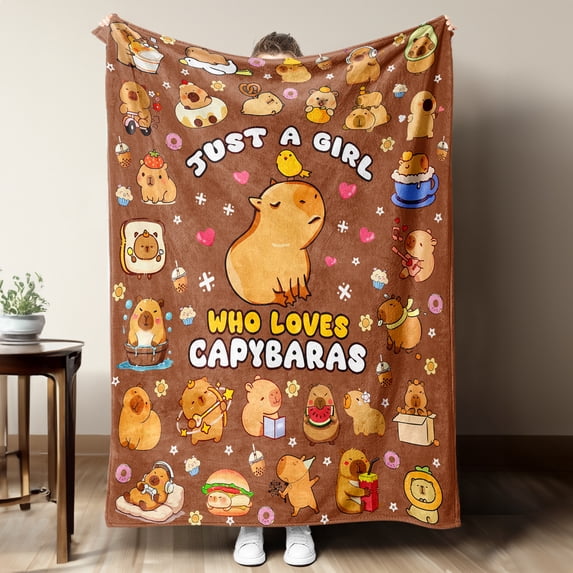 Capybara Plush Blanket - Soft Flannel Bedspread with Capybara ...
