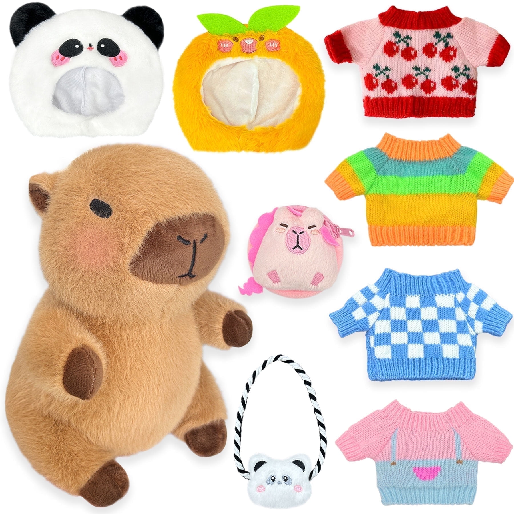 Capybara Plush Capybara Plush, 9 Pcs Clothes & Accessories, 10.2 In ...