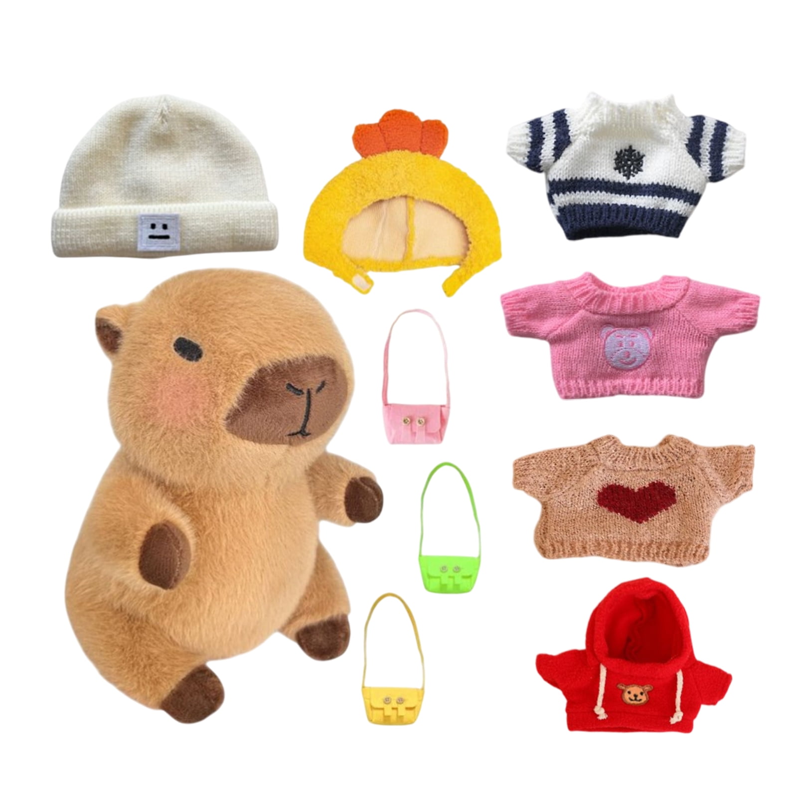 Capybara Plush with Clothes, 9 06in Capybara Plushie Set, Cartoon Dress ...