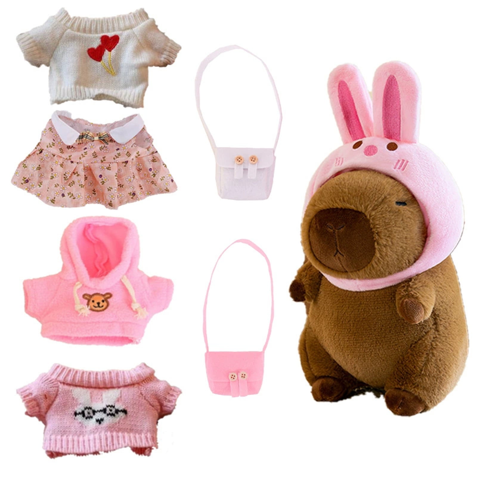 Capybara Plush with Clothes & Bag - DIY Dress Up Your Capybara Stuffed ...