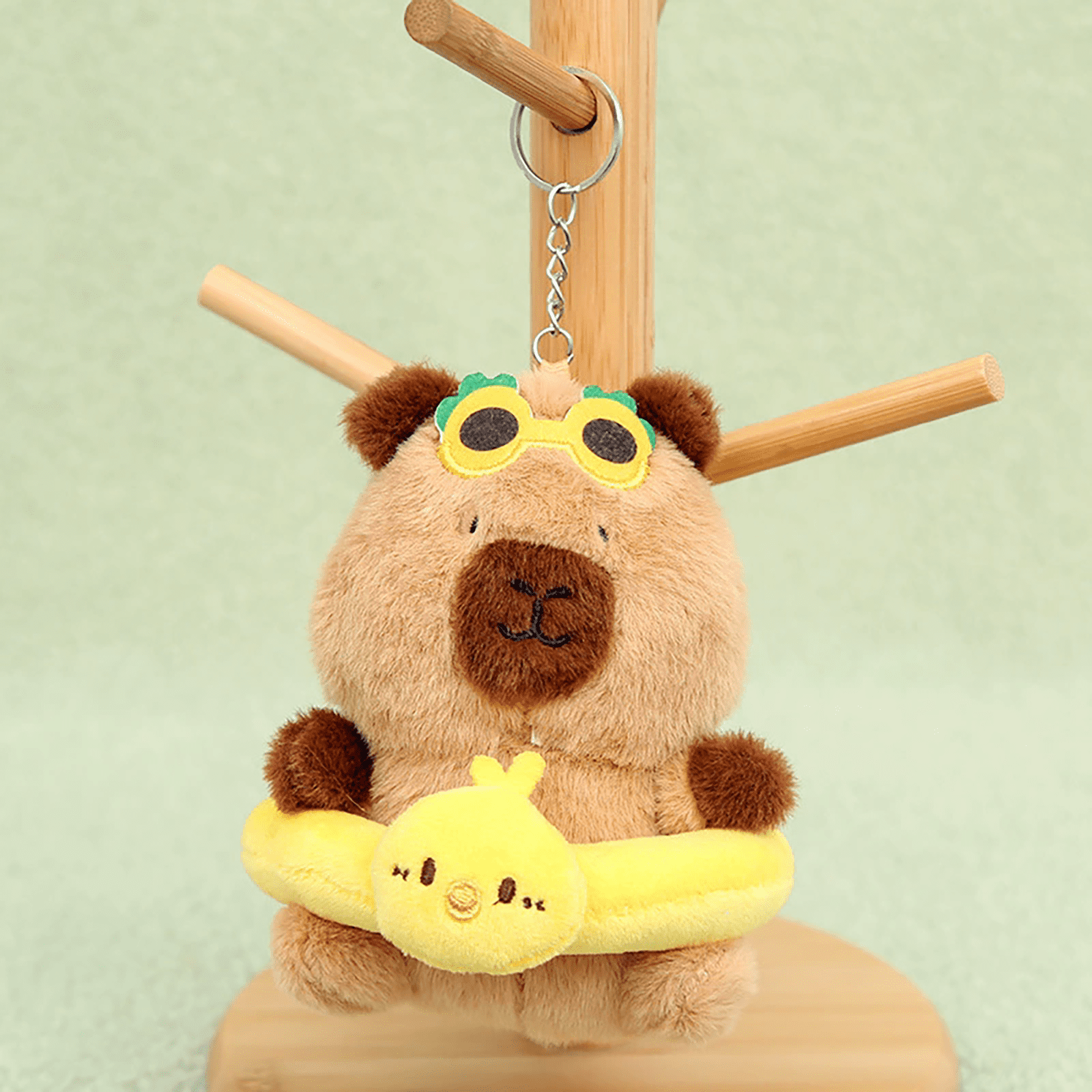 Capybara Plush Keychain, Capybara Stuffed Animals with Duck Swimming Ring, 4.7 Inch Capybara ...