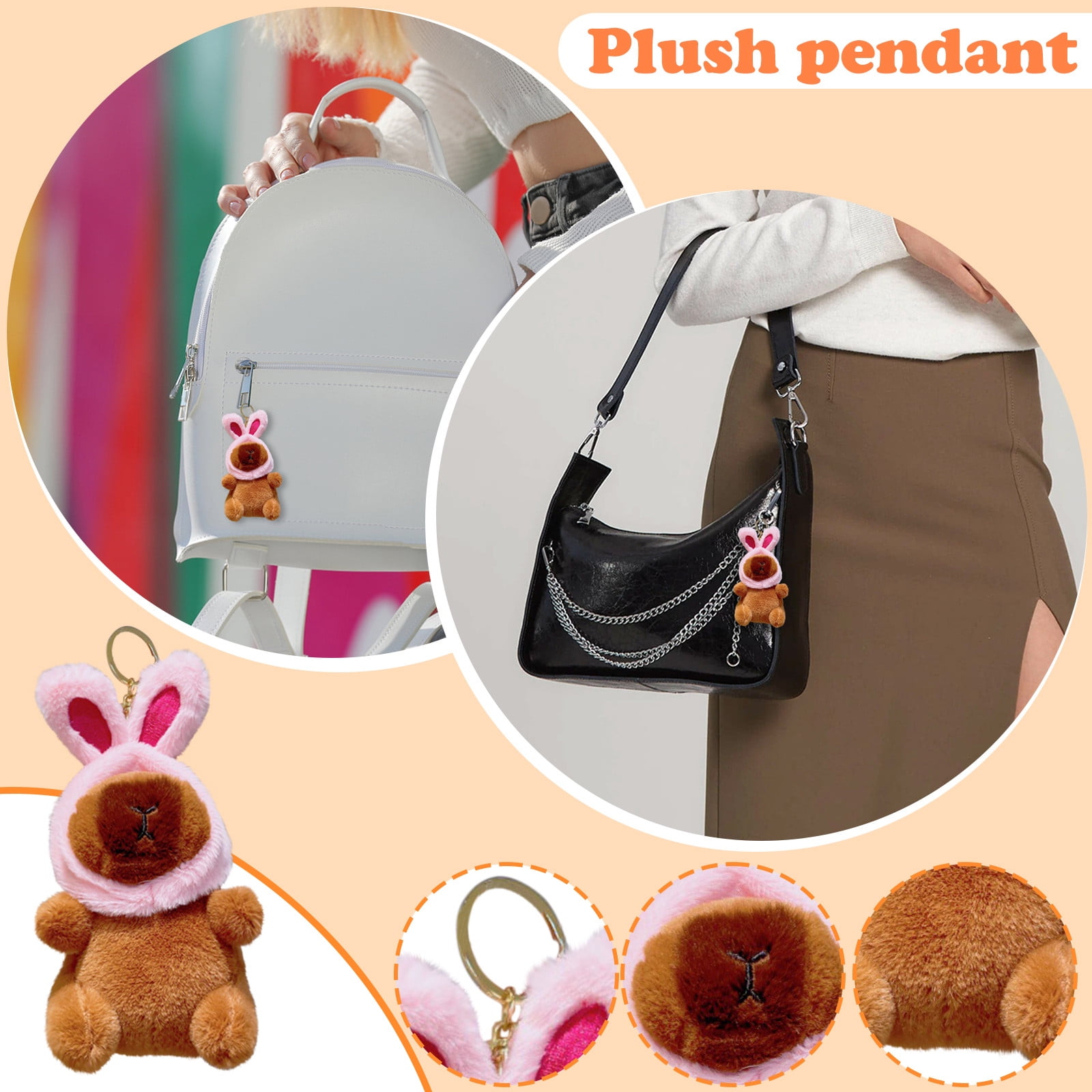Capybara Plushies Toy Keychain Bag Charms, 3.87" Cuddly Soft Huggable ...