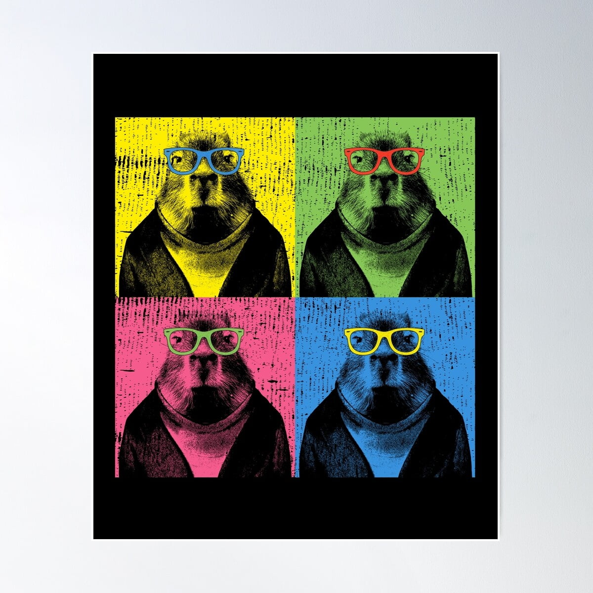 Capybara Pop Art Capybaras In Sun Glasses Funny Picture Poster Wall Art ...