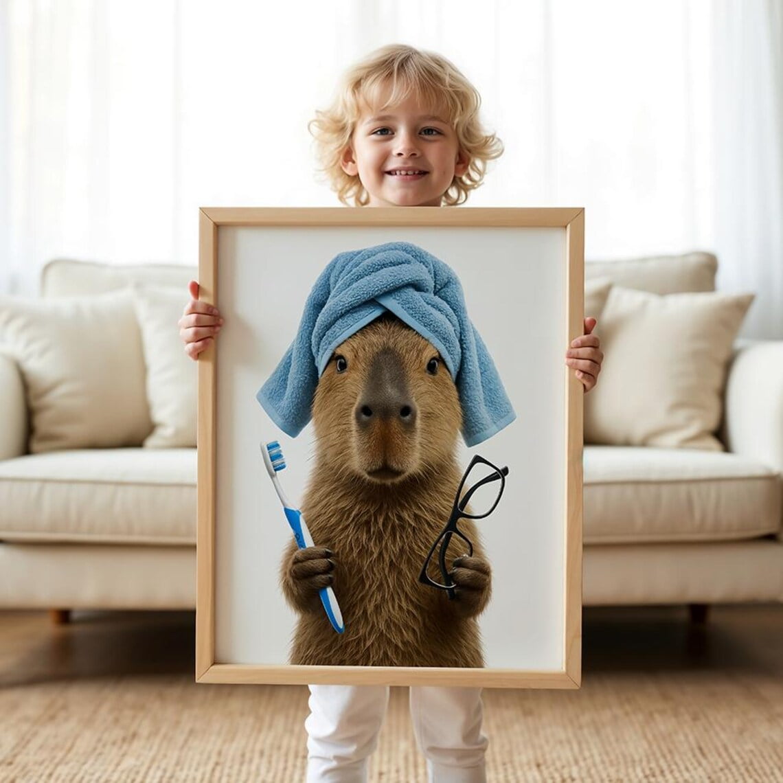 Capybara Poster, Cute Capybara Poster, Bathroom Capybara, Capybara Gift ...