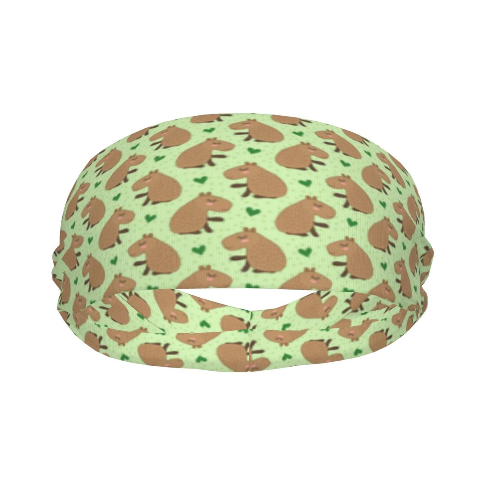 Capybara Print Green Headbands for Women/Men, Elastic Wide Soft Sweat ...