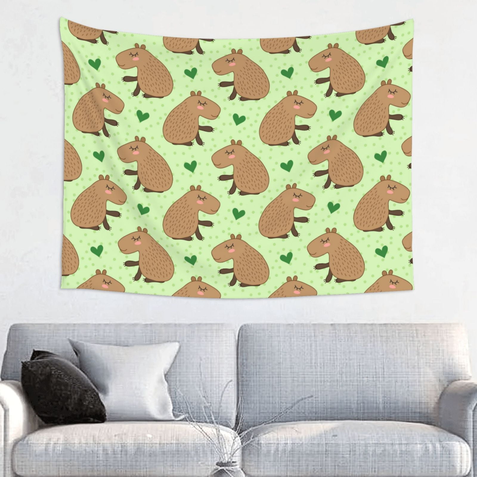 Capybara Print Green Tapestry for Bedroom - Tapestry Wall Hanging Wall ...