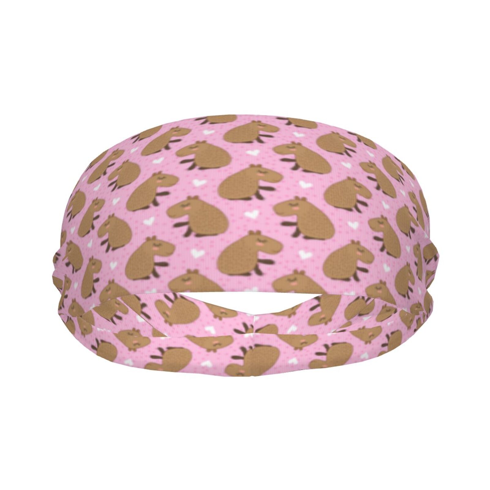 Capybara Print Pink Headbands for Women/Men, Elastic Wide Soft Sweat ...