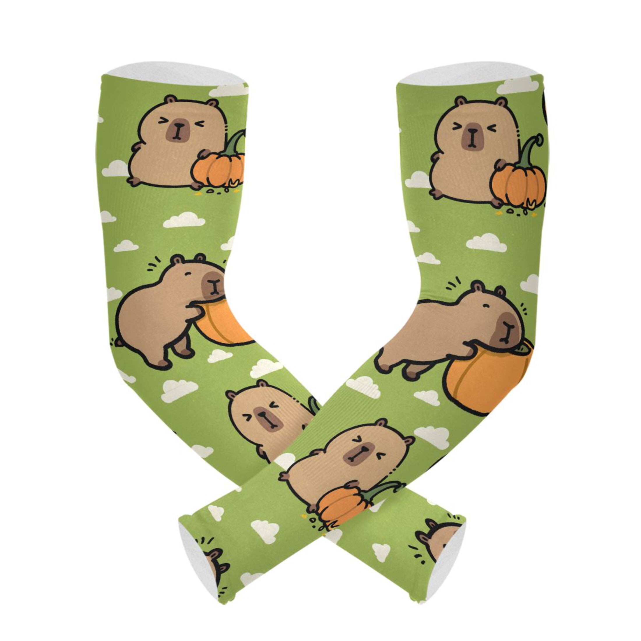 Capybara Pumpkin Cloud Pattern UV Protection Cooling Arm Sleeves ...