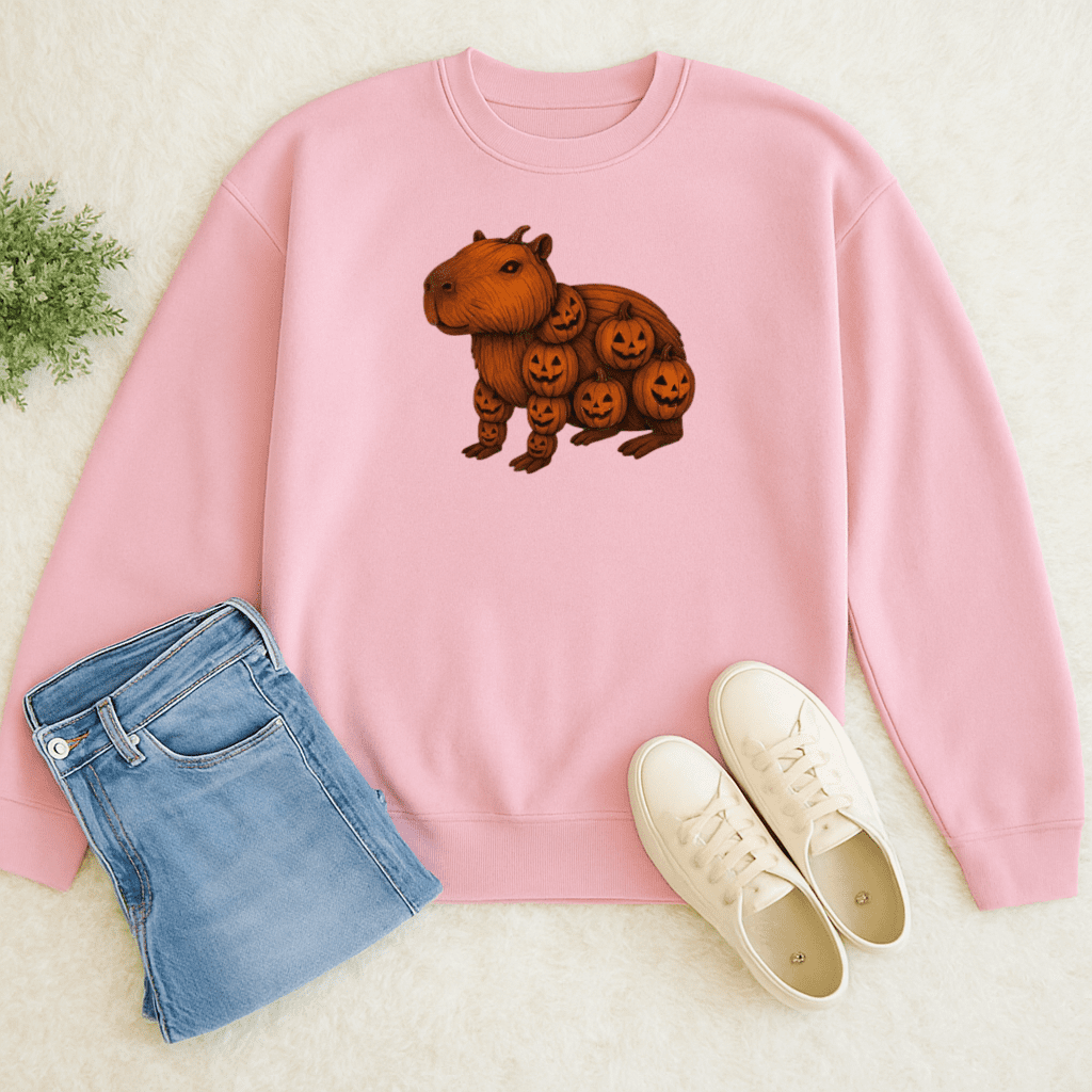 Capybara Pumpkin Jack Lantern Funny Halloween Party Graphic Sweatshirt ...