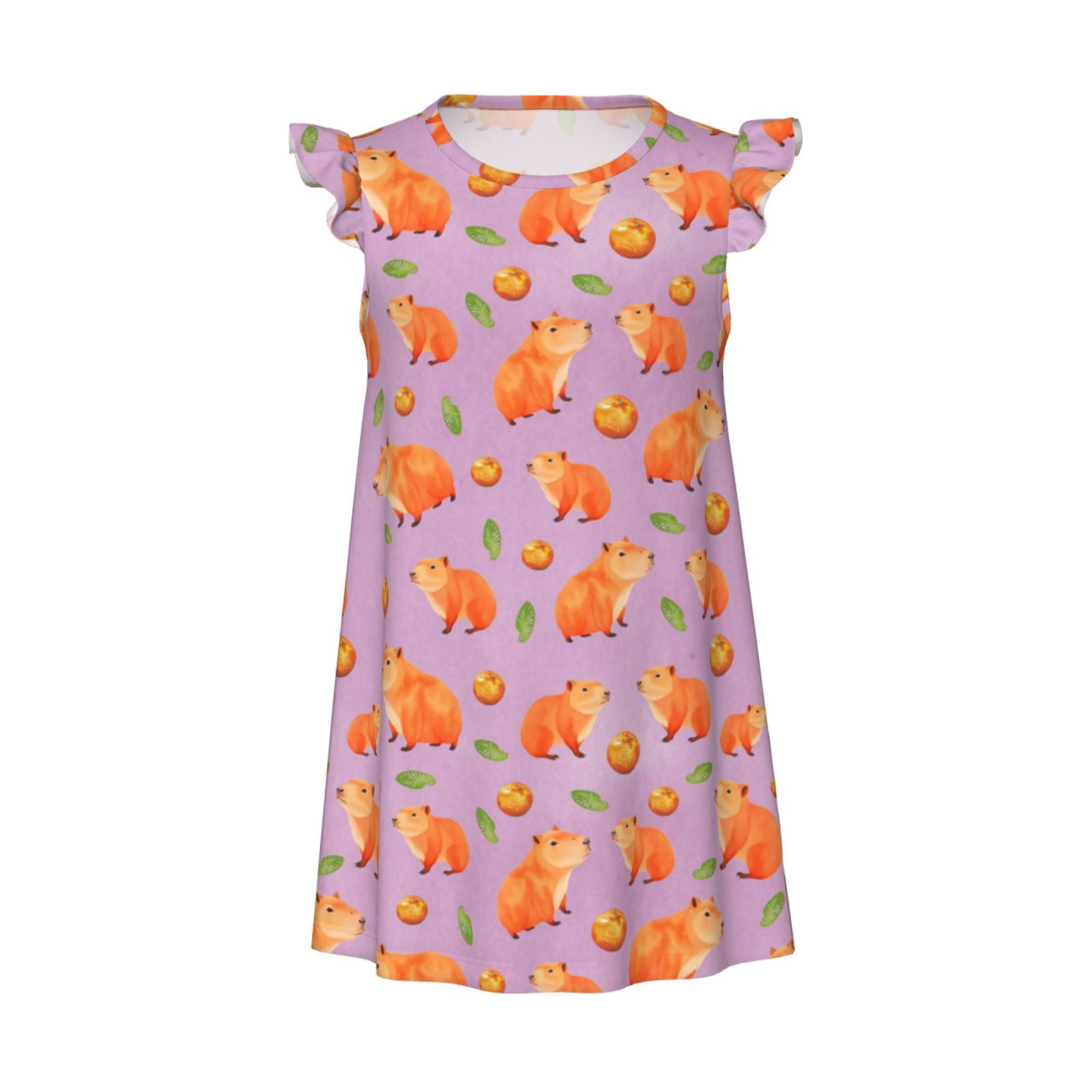 Capybara Purple Girls Nightgowns, Pajamas for Girls, Soft Flutter Short ...
