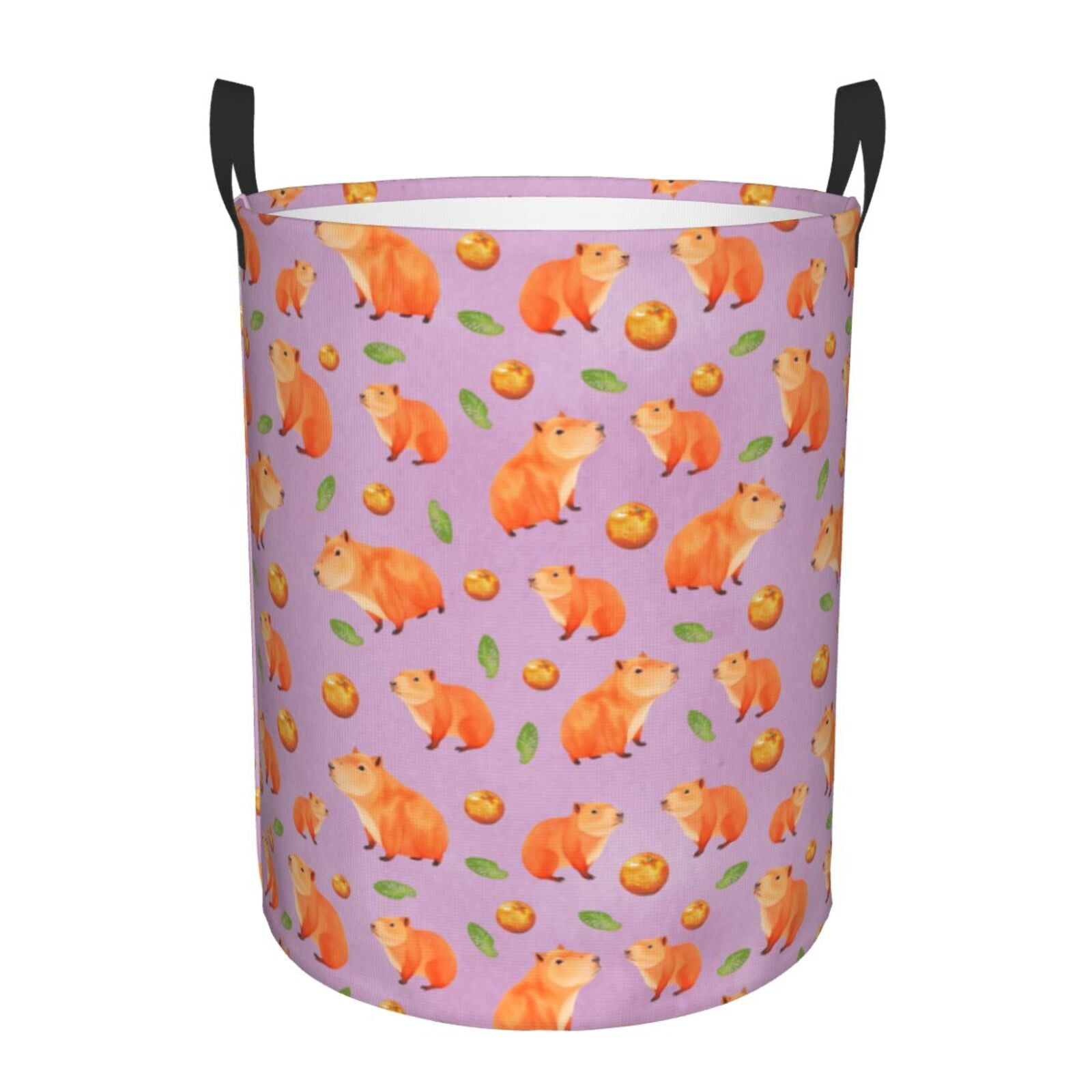 Capybara Purple Laundry Basket with Handles - Freestanding Laundry ...