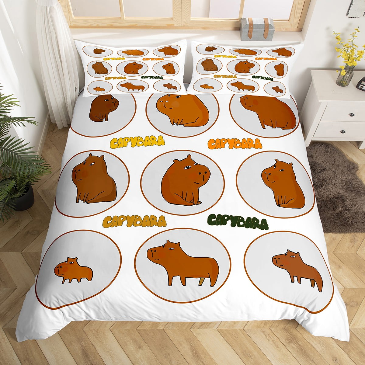 Capybara Queen Bedding Set Brown Rodent Animals Capybaras Duvet Cover ...