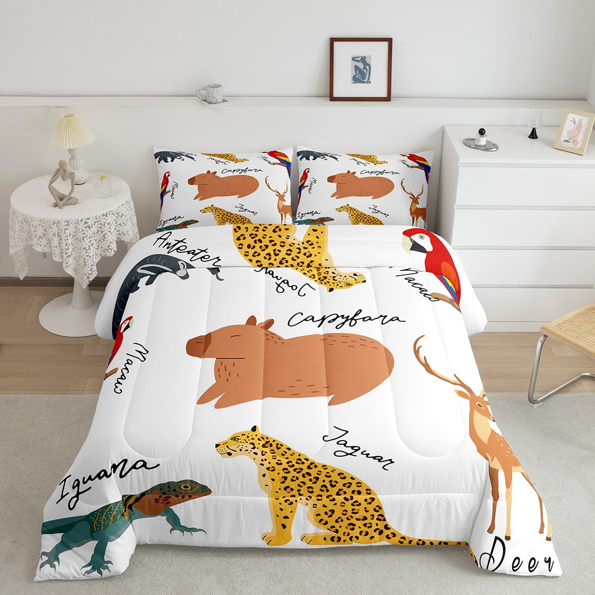 Capybara Queen Comforter Set 3 Piece Rodent Animals Capybara Bedding ...