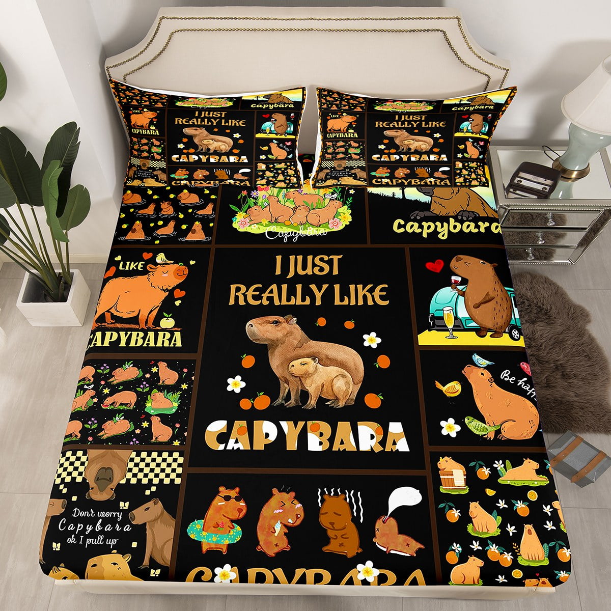 Capybara Queen Fitted Sheet Gifts for Capybara Lovers,Cute Rodent ...