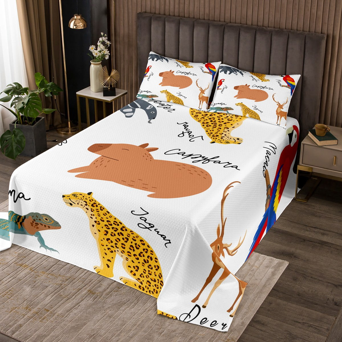 Capybara Queen Quilt Set 3 Piece Rodent Animals Capybara Bedspread for ...