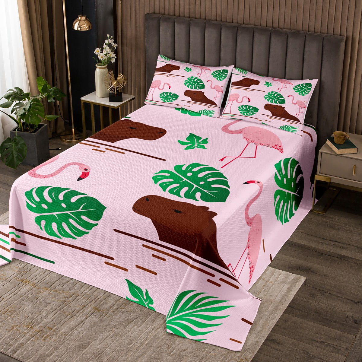 Capybara Quilt Set Twin Size for Boys Girls Cute Cartoon Rodent Animals ...