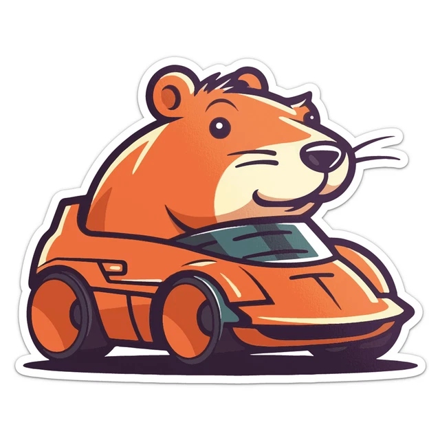 Capybara Racer Sticker Phone Decal Water Bottle Stickers Car Decals ...