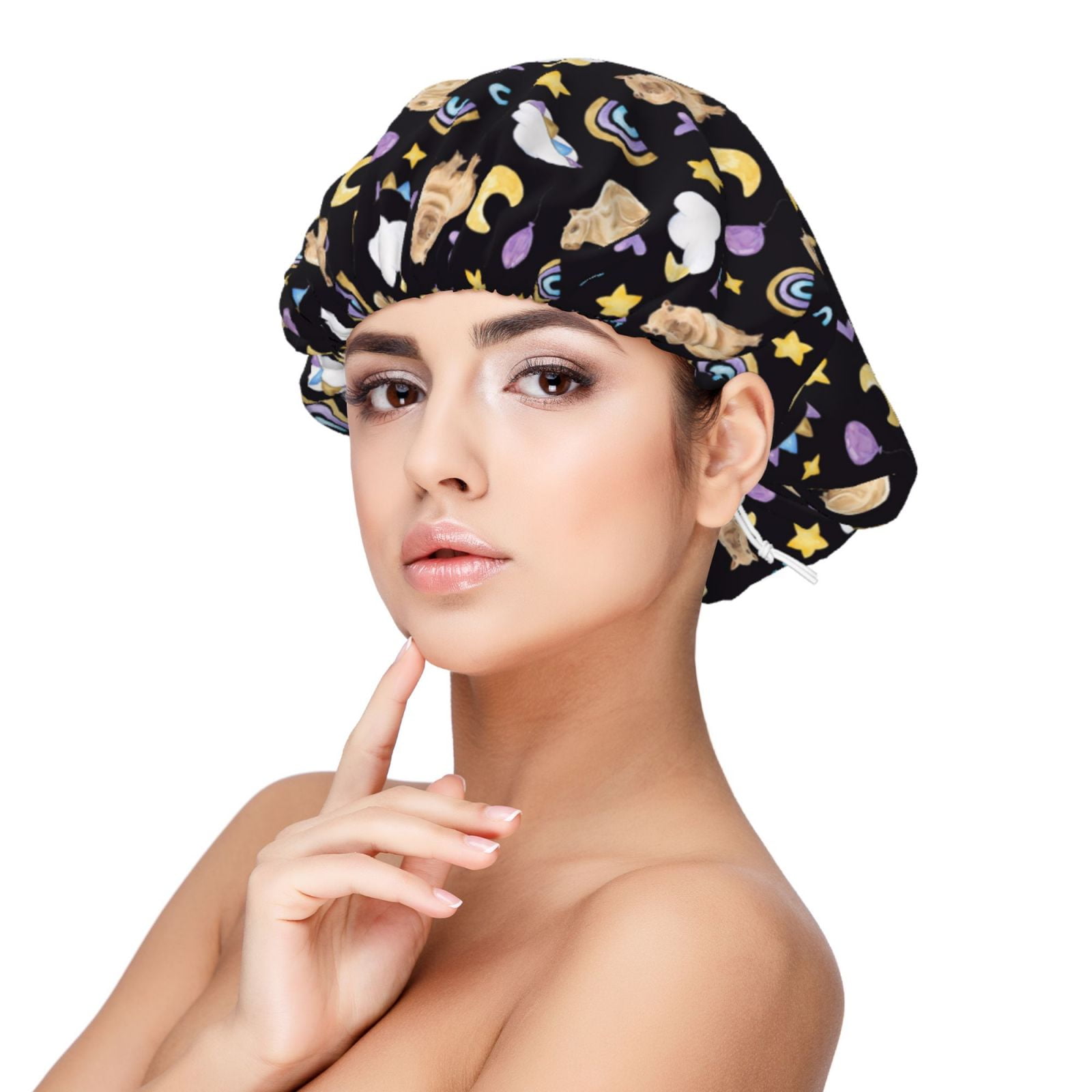Capybara Rainbow Star Silk Bonnet for Sleeping Women Men, Adjustable ...