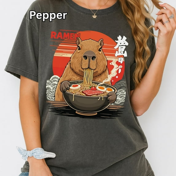 Capybara Ramen Shirt, Funny Japanese Food Tee, Anime Lover Gift, Kawaii ...