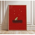Capybara Red Night Poster Minimal Moon Sky Abstract Animal Wall Art ...
