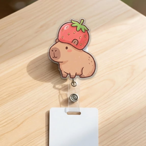 Capybara Retractable Badge Reel, Kawaii Acrylic ID Holder, Nurse ...