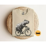 Capybara Riding Bike T-Shirt Graphic Capybara Crewneck Funny Capybara T ...