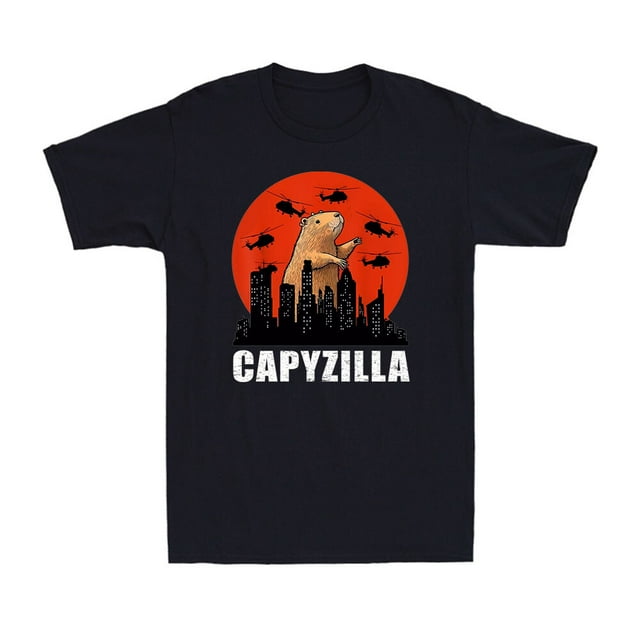 Capybara Rodent Capyzilla Shirt Funny Capybara Graphic Sunset Men's T ...