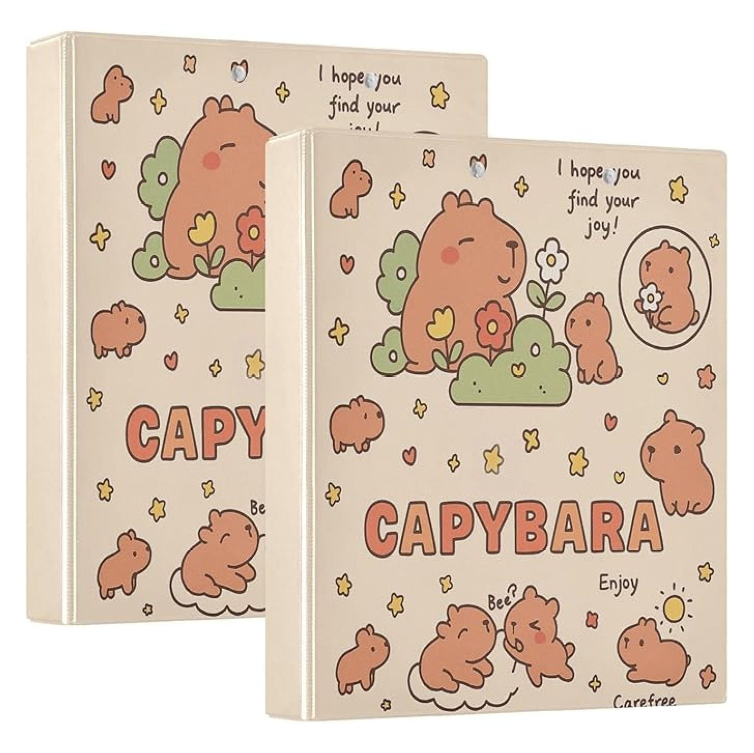 Capybara Round Ring Binders 1.5 Inch Cats Dogs Animals 3 Ring Clipboard ...