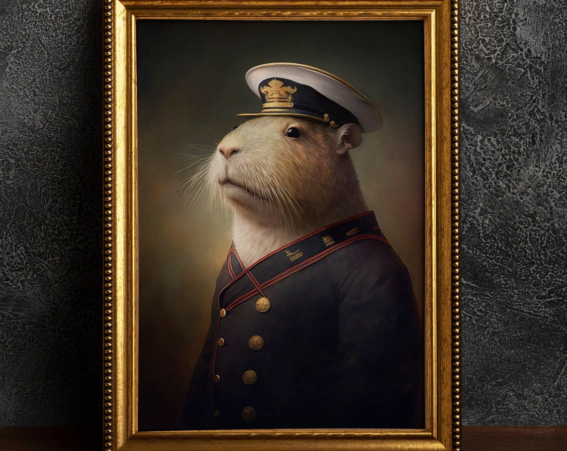 Capybara Sailor Vintage Poster,, Victorian Navy Wall Art, Modern Wall ...