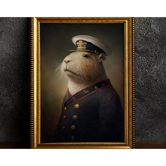 Capybara Sailor Vintage Poster,, Victorian Navy Wall Art, Modern Wall ...