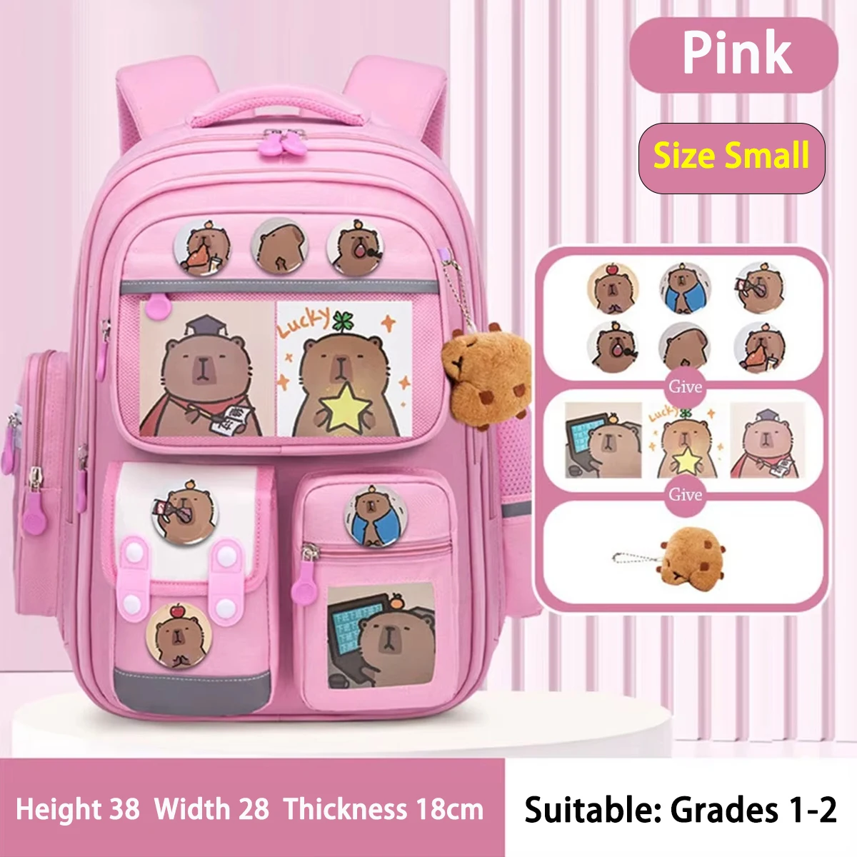 Capybara School Bag Waterproof Backpack Large Capacity Alleviate Burden ...