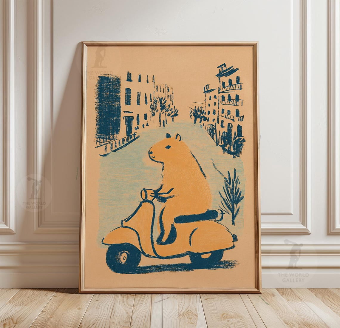 Capybara Scooter Poster City Street Animal Illustration Minimal Art ...