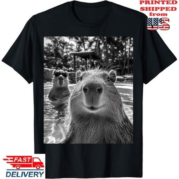 Capybara Selfie Graphic Design T-Shirt - Walmart.com