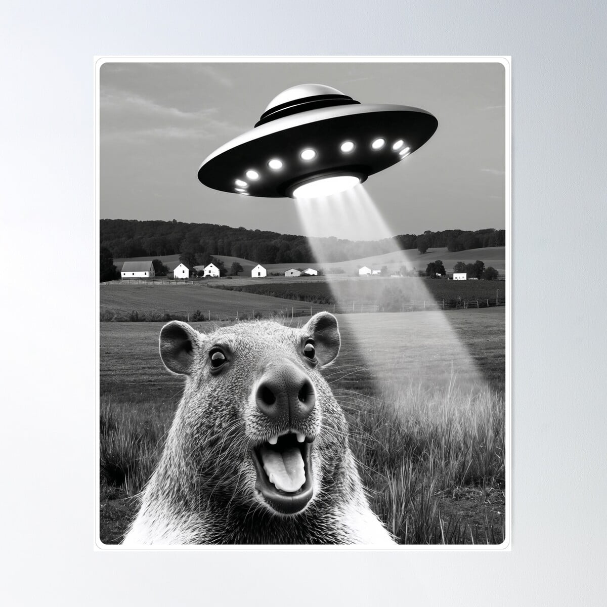 Capybara Selfie With Alien Ufo Funny Capybara Gifts Poster Wall Art ...