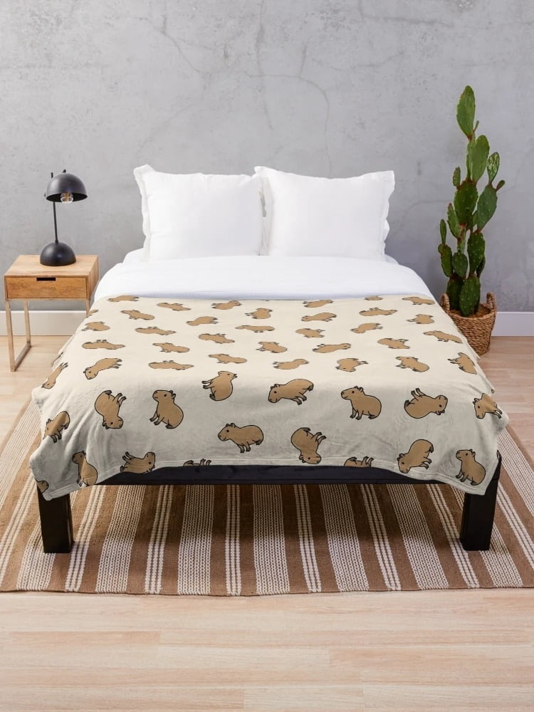 Capybara Sherpa Throw Blanket, Cute Animal Pattern Polyester Fleece ...