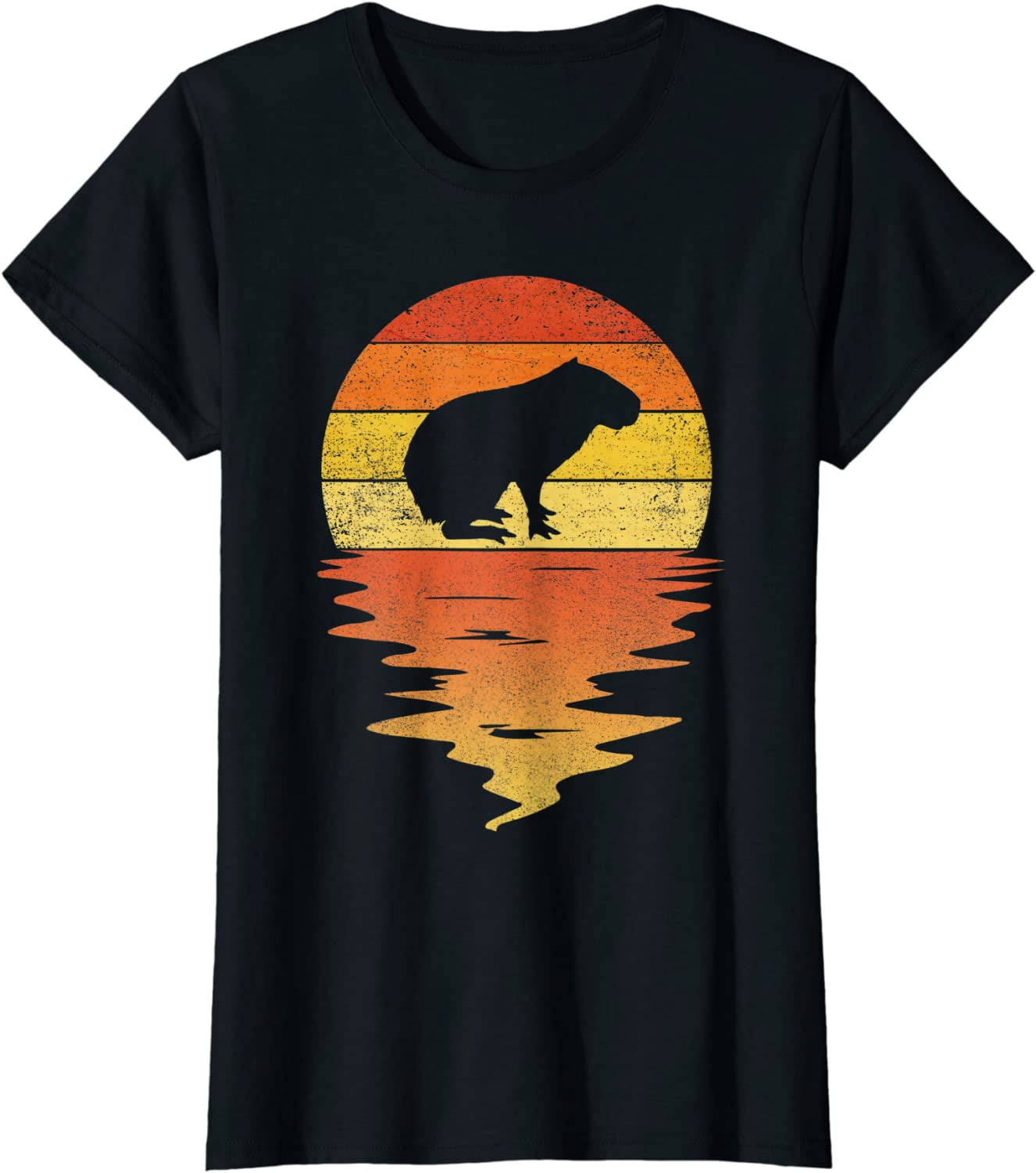 Capybara Shirt 70s Vintage Retro Sunset Capybara T-Shirt Gift - Walmart.com