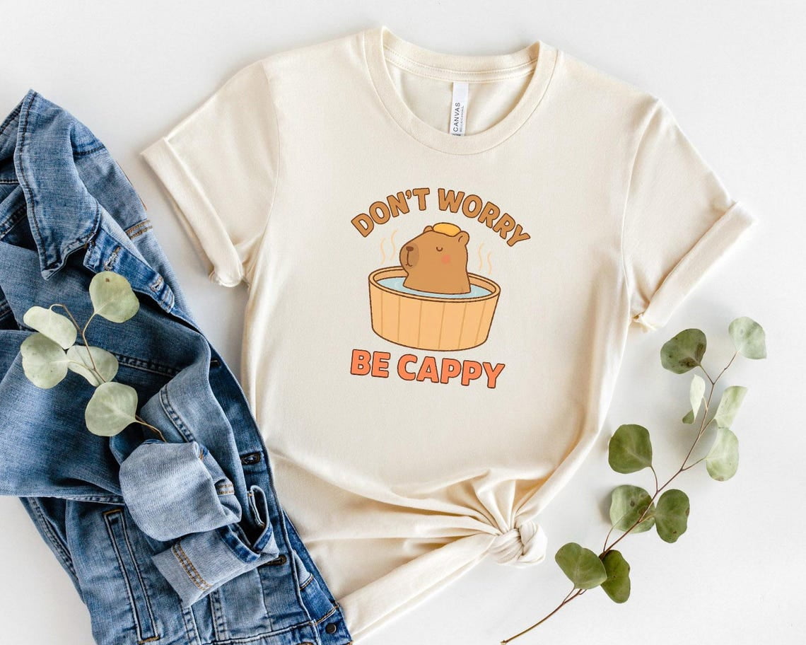 Capybara Shirt, Cute Hot Tub Design Tee, Don't Worry Be Cappy Shirt ...