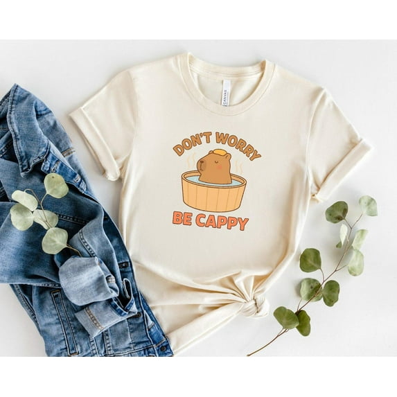 Capybara Shirt, Cute Hot Tub Design Tee, Don't Worry Be Cappy Shirt ...
