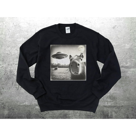 Capybara Shirt, Funny Animal Shirt, Crewneck, UFO Selfie Shirt ...