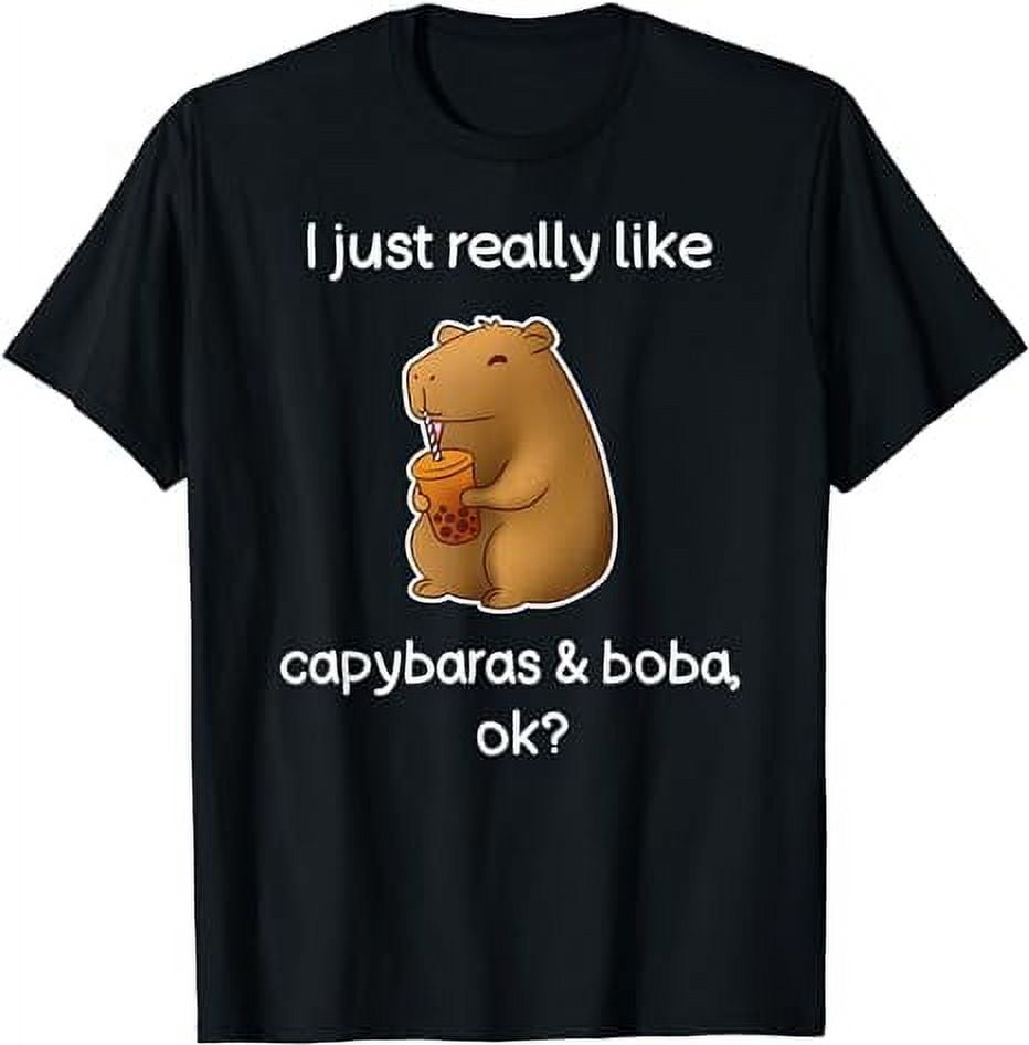 Capybara Shirt Funny Bubble Tea Capybaras and Boba T-Shirt - Walmart.com
