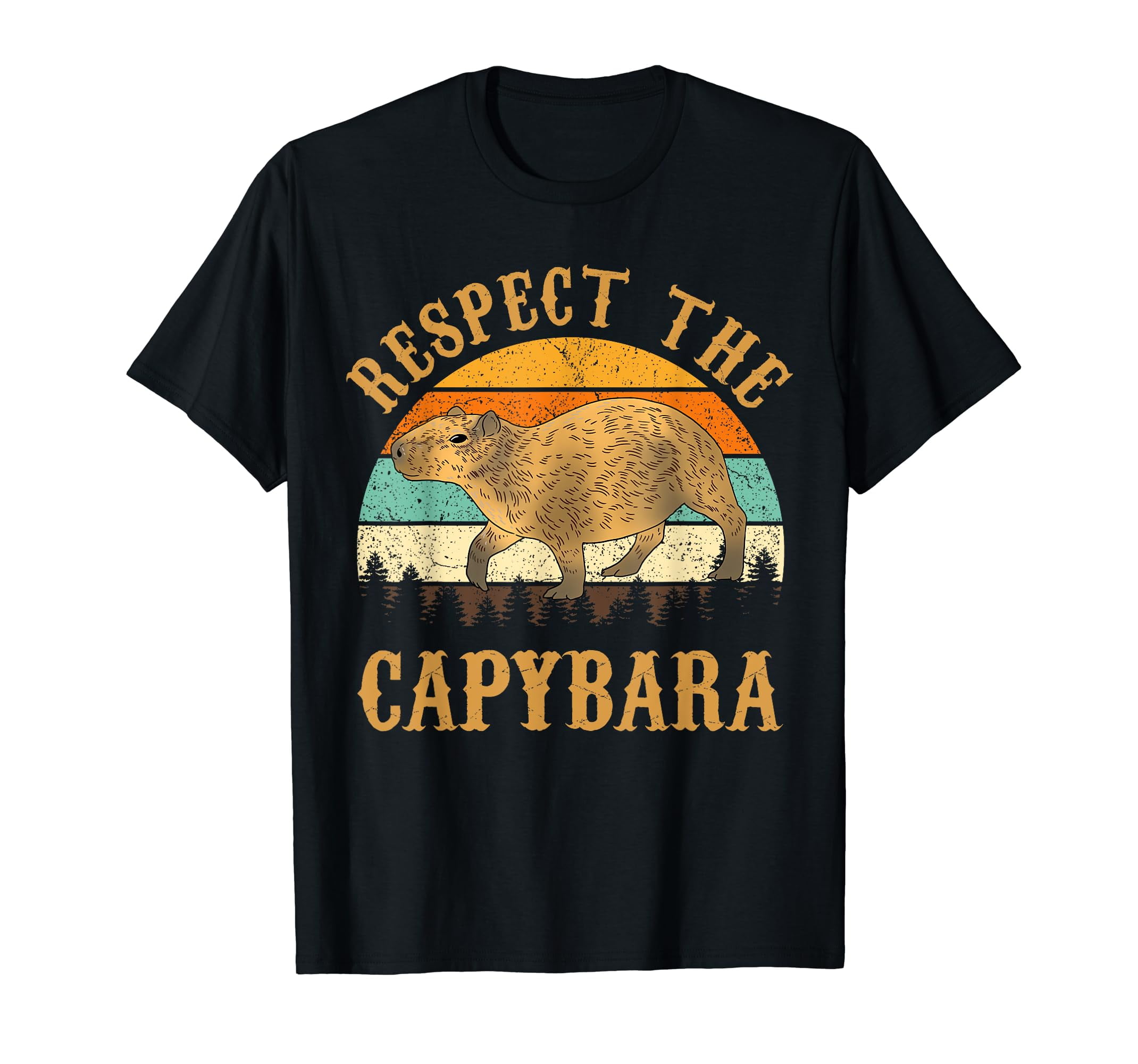 Capybara Shirt Funny Capybara Short Sleeve T-Shirt Black Casual Tee ...