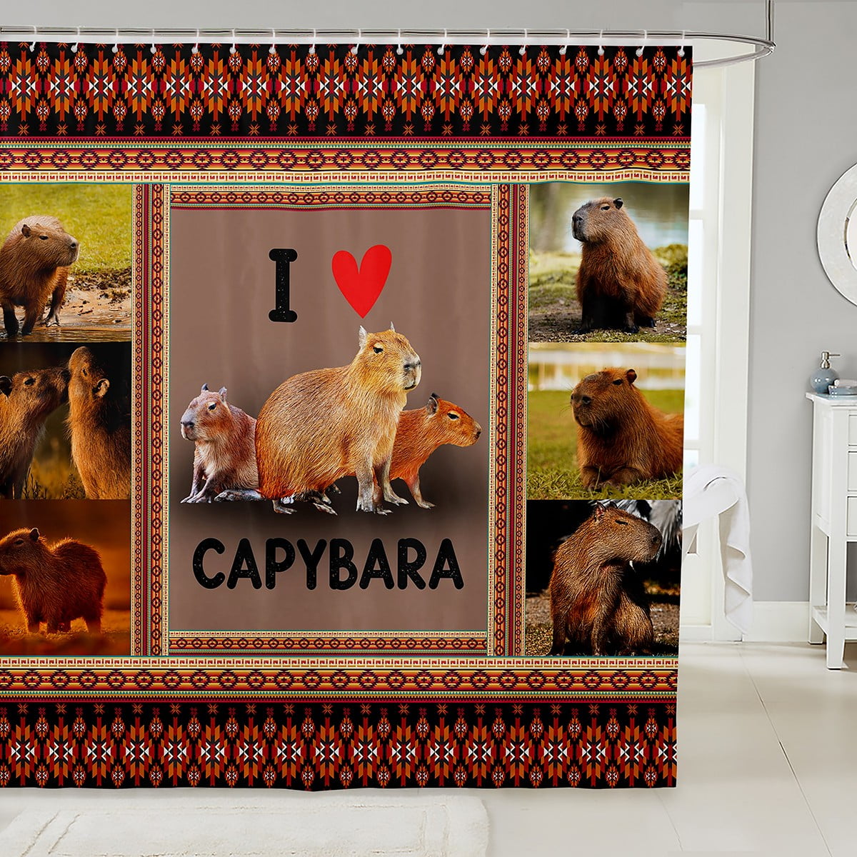 Capybara Shower Curtain for Boys Girls Cute Rodent Animals Capybaras ...